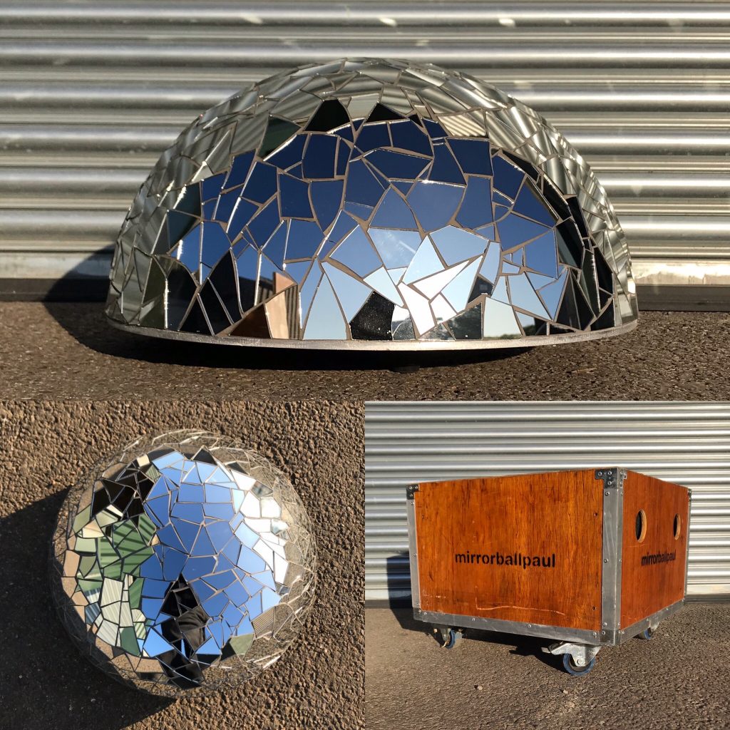 550mm silver half shatter ball (internal rotator) - Mirror Ball Paul